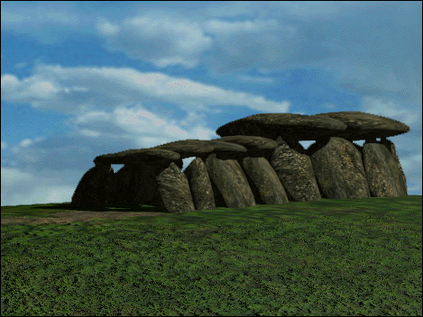 Detail of full-sized image "Brittany passage grave with menhir 1."